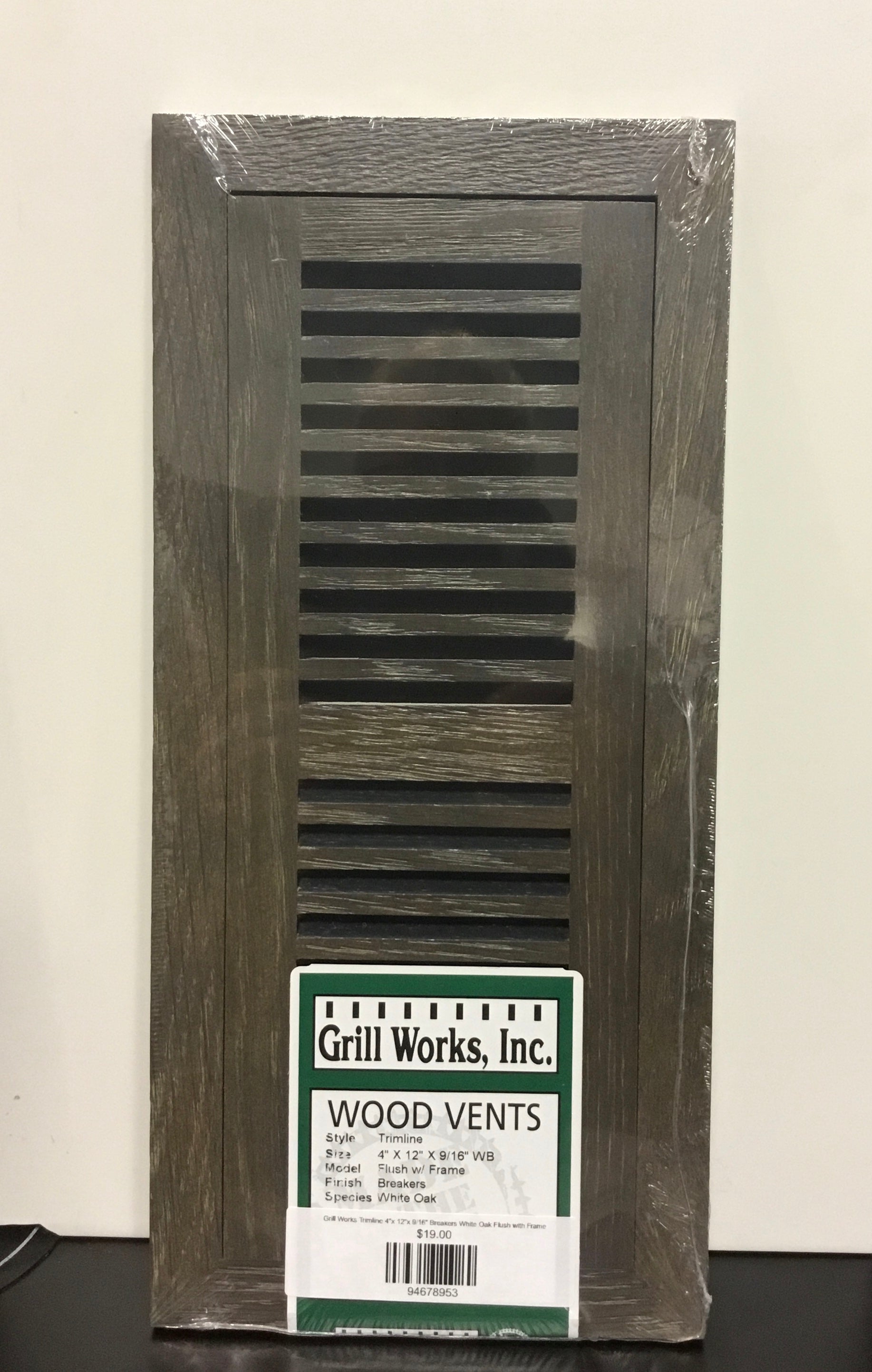 Grill Works Trimline 4"x 12"x 9/16" Breakers White Oak Flush with Fram
