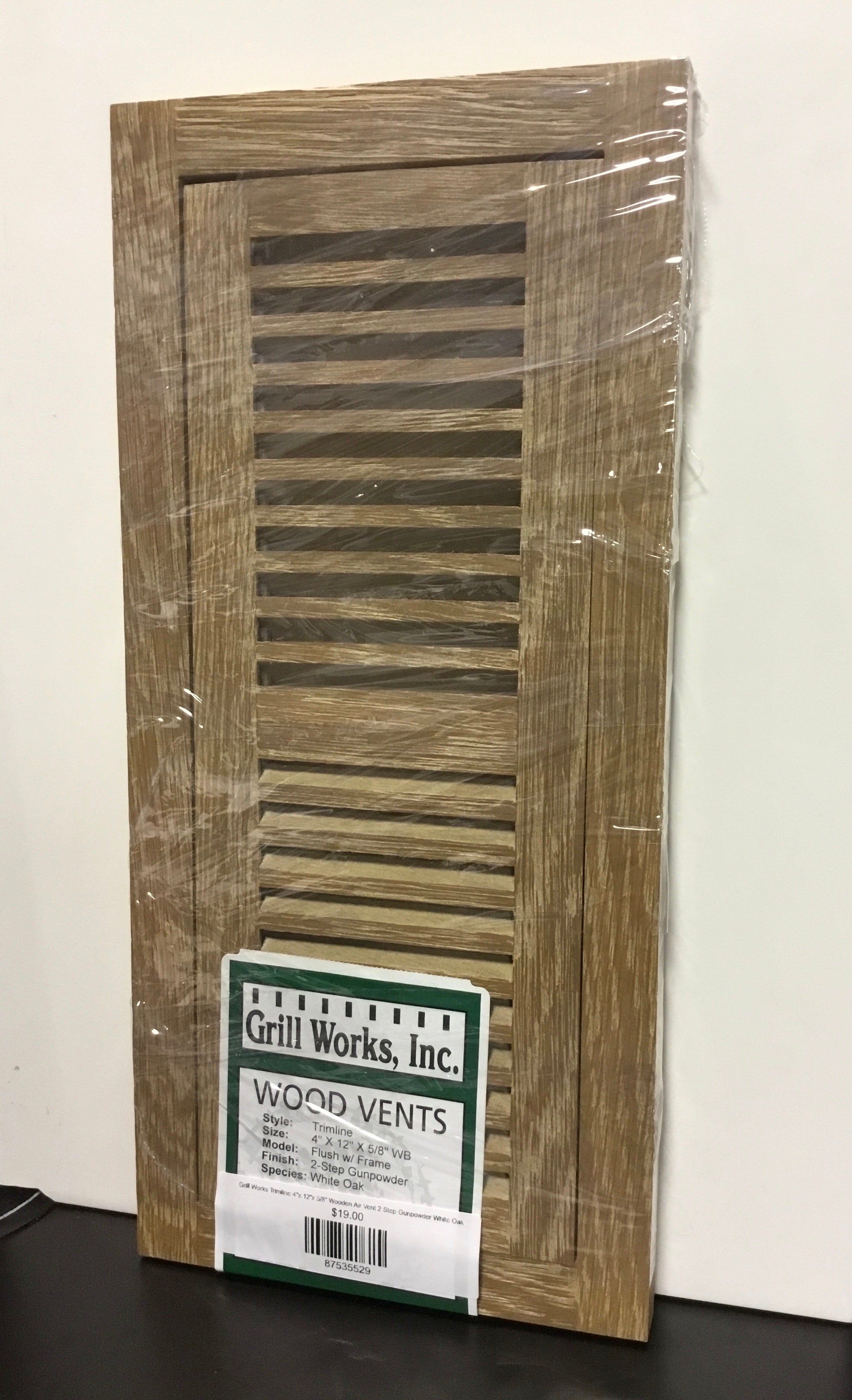 Grill Works Trimline 4"x 12"x 5/8" Wooden Air Vent 2 Step Gunpowder Wh