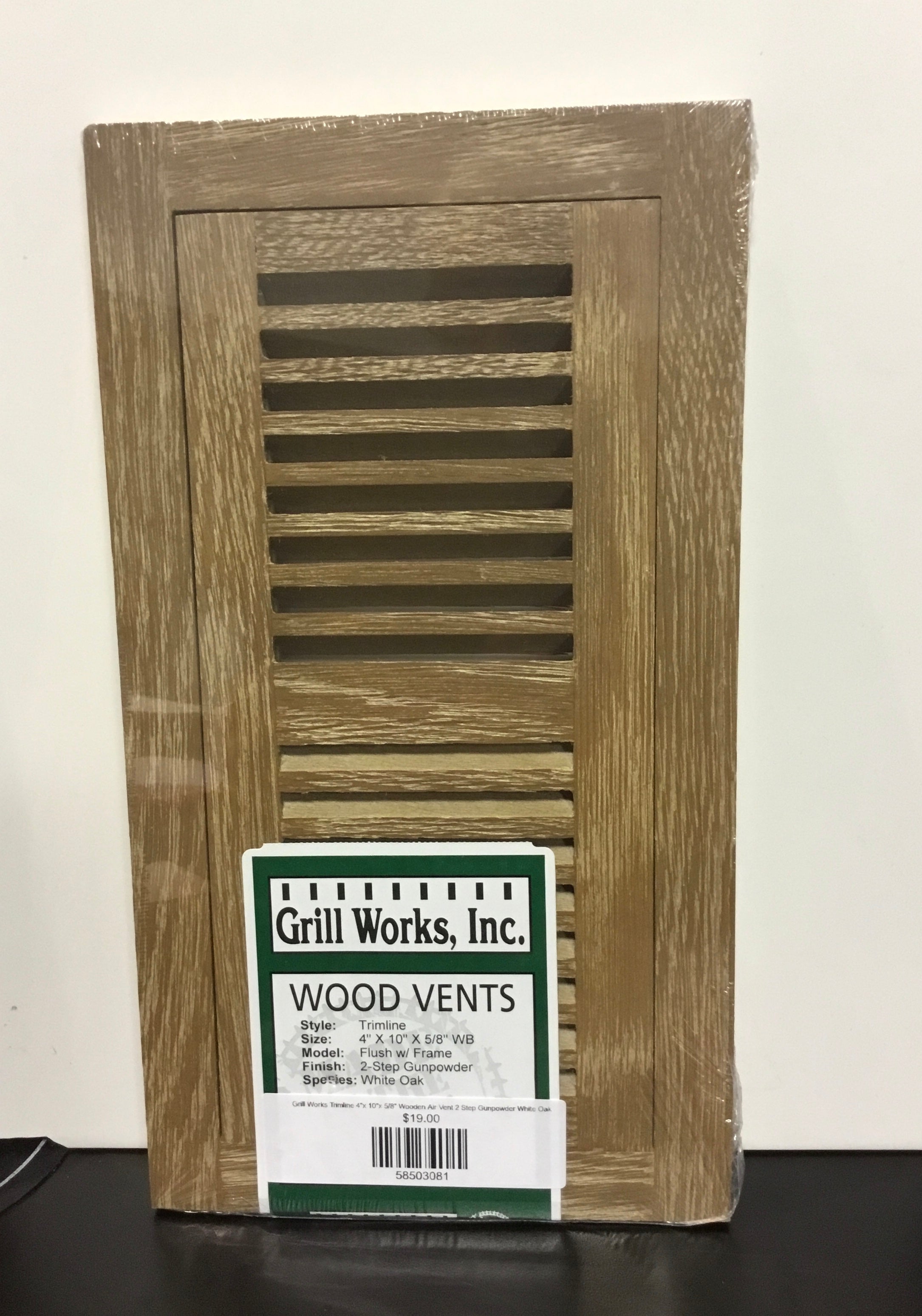 Grill Works Trimline 4"x 10"x 5/8" Wooden Air Vent 2 Step Gunpowder Wh